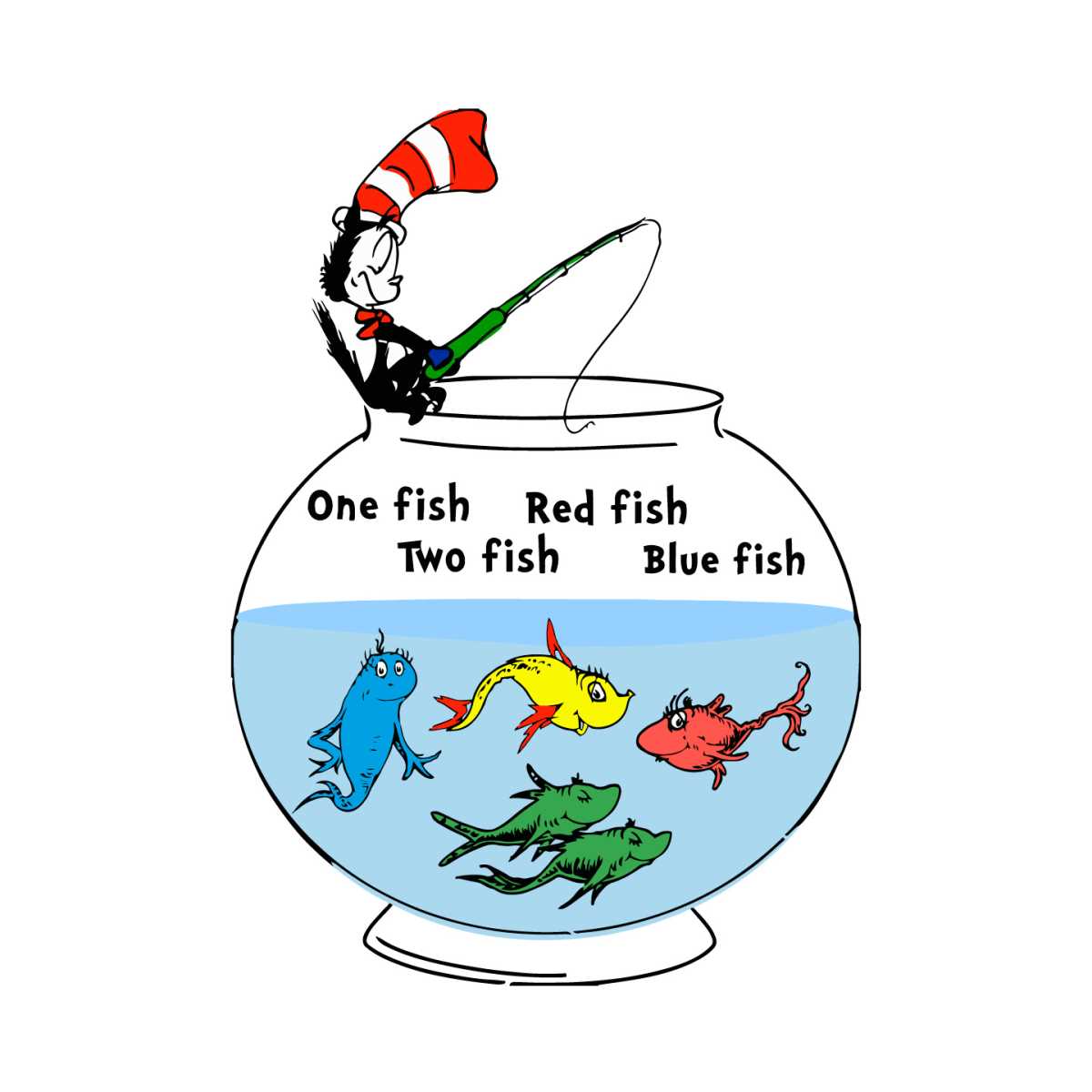 Dr Seuss One Fish Two Fish Blue Fish Red Fish Svg, Dr Seuss | Inspire ...