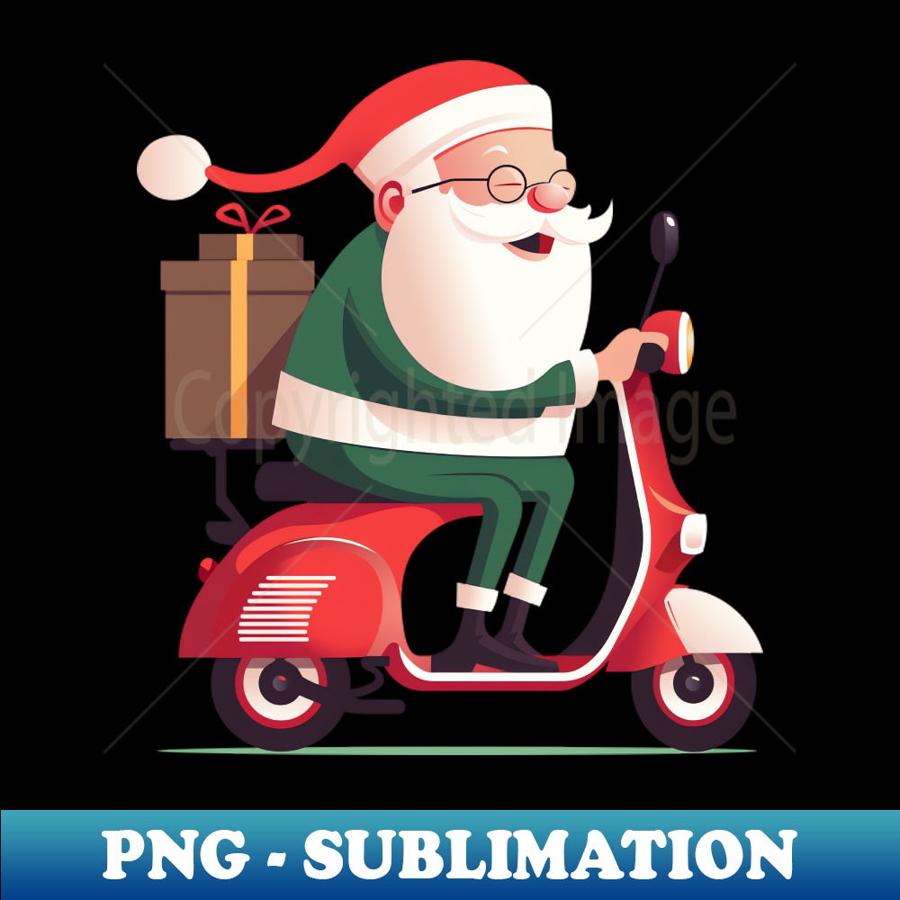Happy Santa Claus delivery gifts with Motorcycle - PNG Trans - Inspire ...