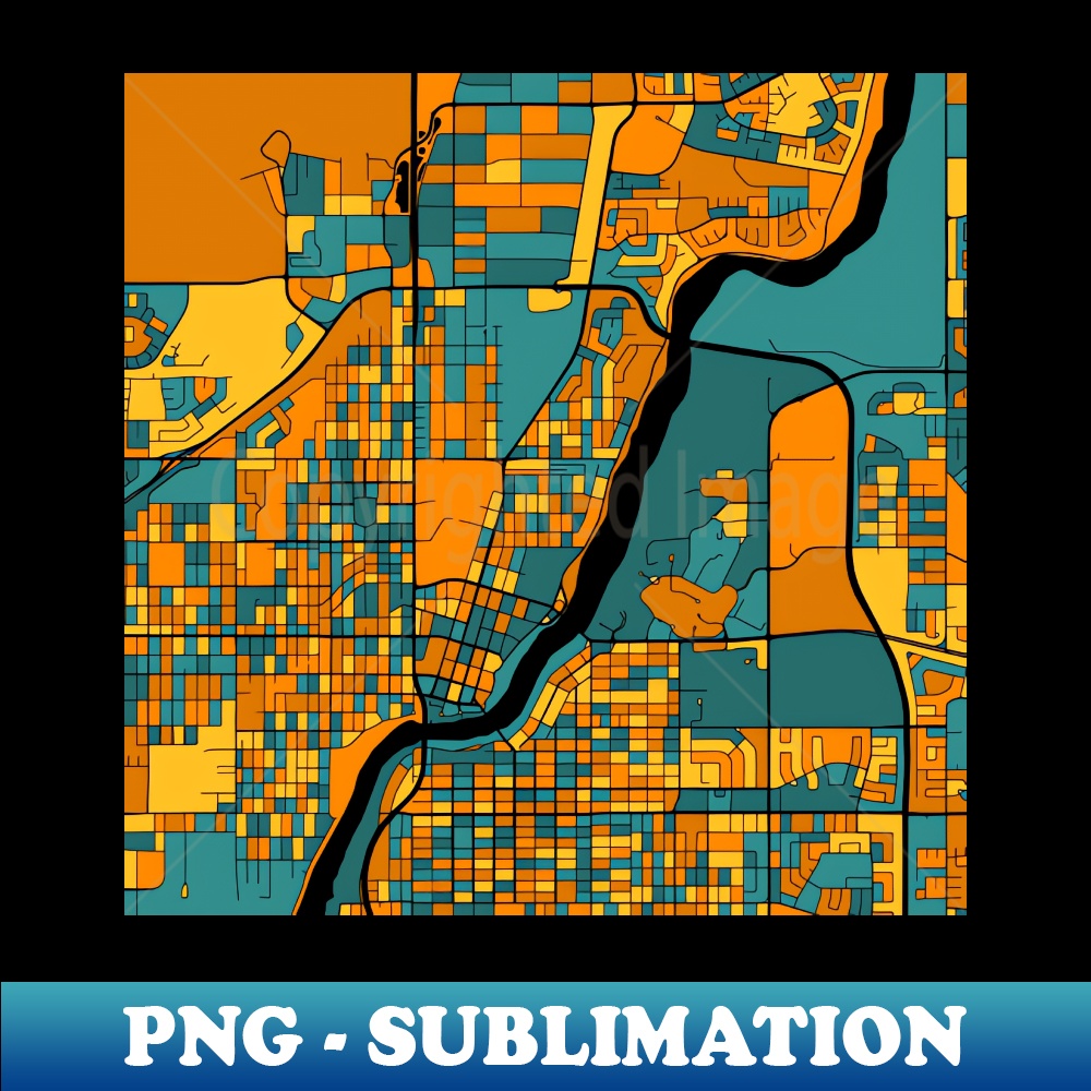 Saskatoon Map Pattern in Orange Teal - PNG Transparent Digi | Inspire ...