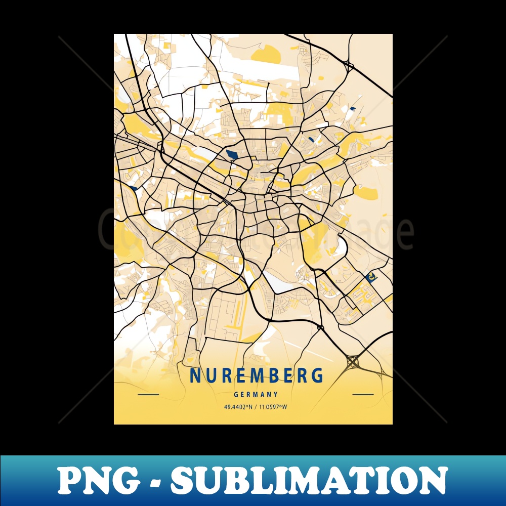 Nuremberg - Germany Yellow City Map - Retro PNG Sublimation | Inspire ...