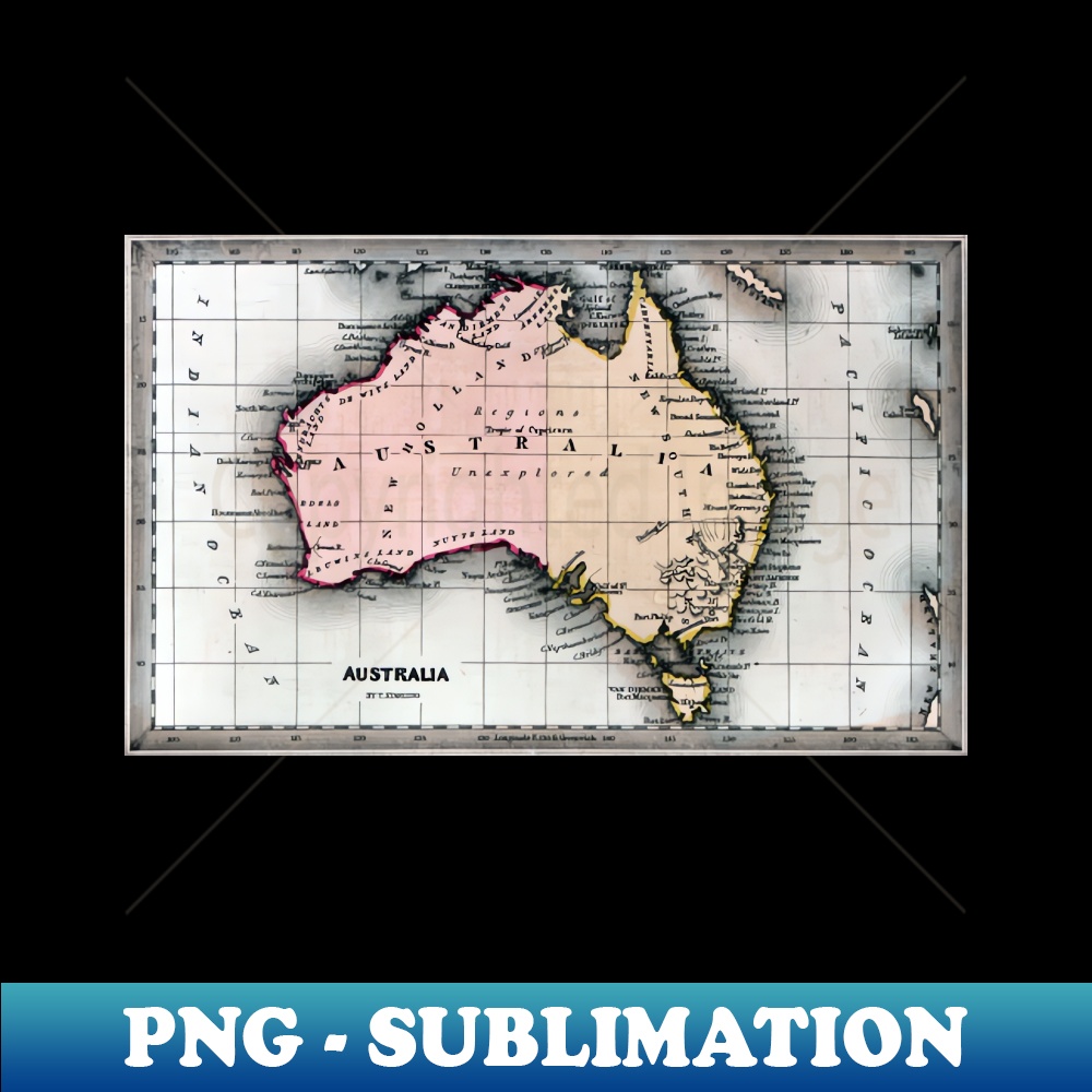 1830 Map of Australia - PNG Transparent Sublimation Design - | Inspire ...