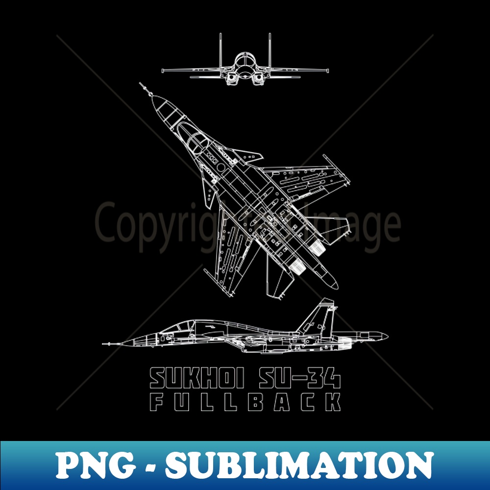 Sukhoi Su-34 Russian Fighter Bomber Plane Blueprint Diagram | Inspire ...