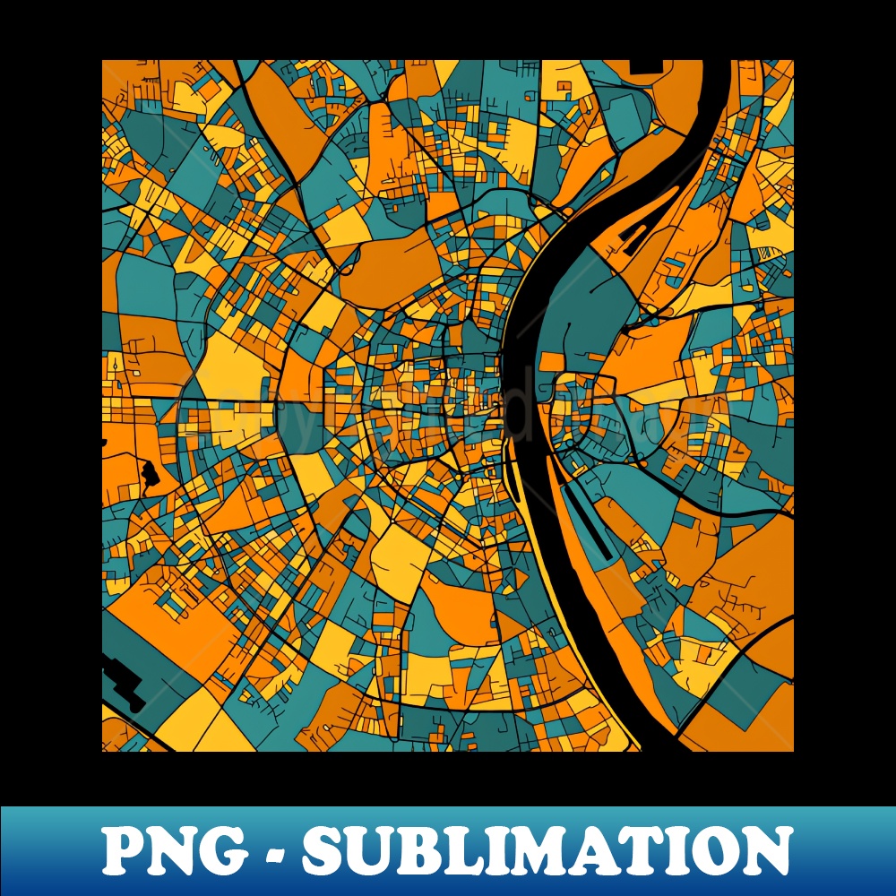 Cologne Map Pattern in Orange Teal - Creative Sublimation P - Inspire ...