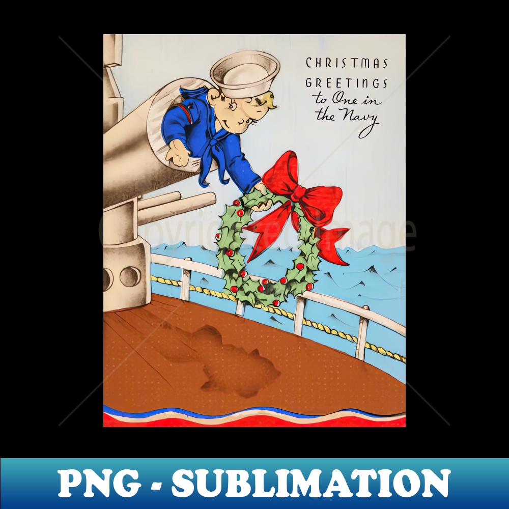 WW2 American Navy Funny Sailor Boy Christmas Ship Gun Greeti | Inspire ...