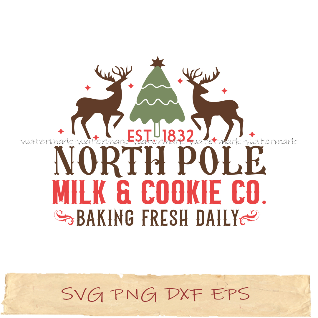 North pole est. 1832 milk & cookie co baking fresh daily svg | Inspire ...