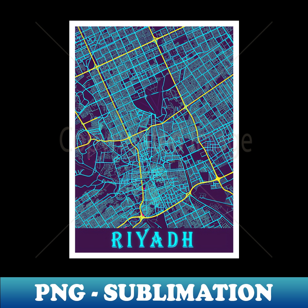 Riyadh Neon City Map Riyadh Minimalist City Map Art Print - | Inspire ...
