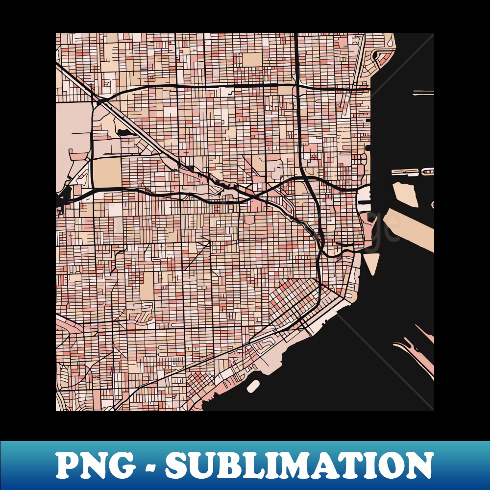 Miami Map Pattern in Soft Pink Pastels - High-Resolution PNG - Inspire ...