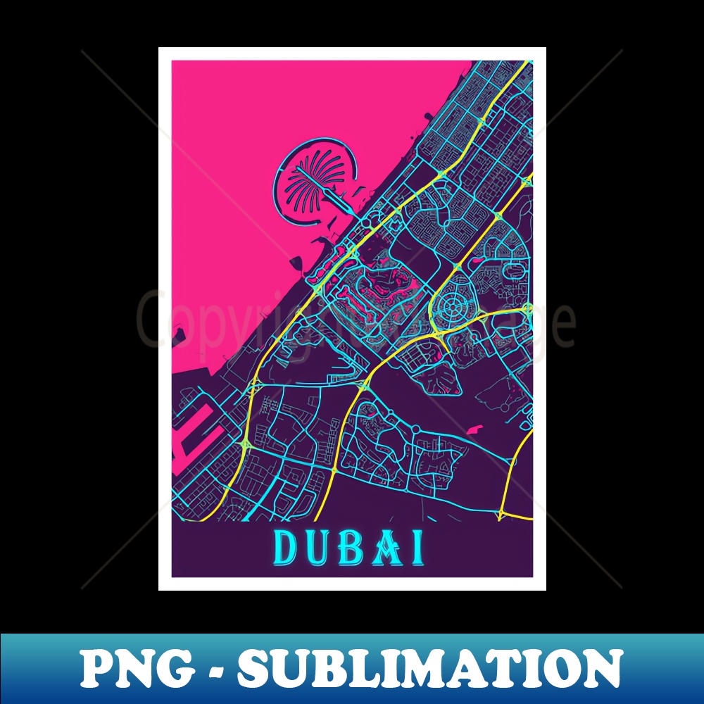 Dubai Neon City Map Dubai Minimalist City Map Art Print - De | Inspire ...