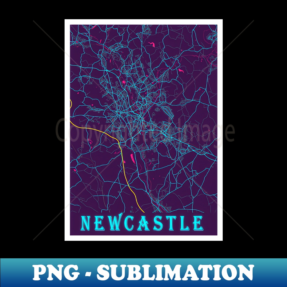 Newcastle Neon City Map - PNG Transparent Sublimation File - - Inspire ...