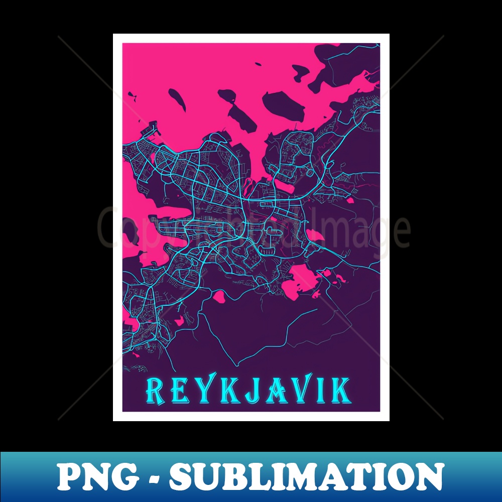 Reykjavik Neon City Map - Exclusive Sublimation Digital File | Inspire ...