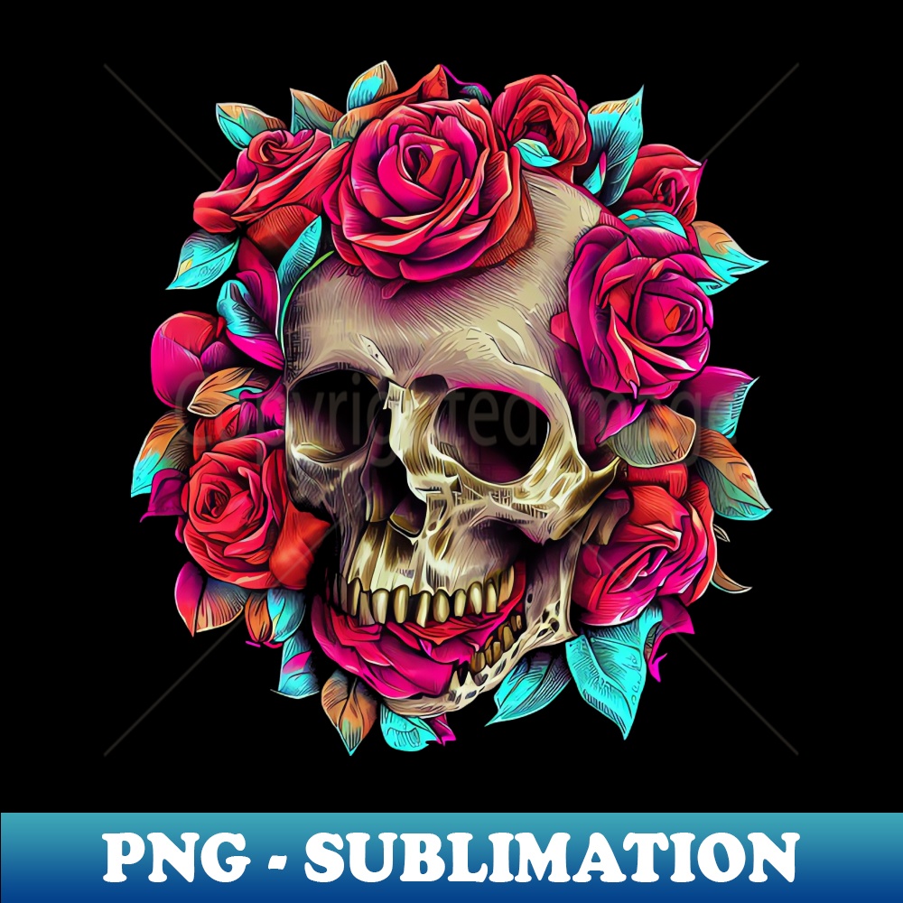 Skull and Rose - Retro PNG Sublimation Digital Download - Pe | Inspire ...