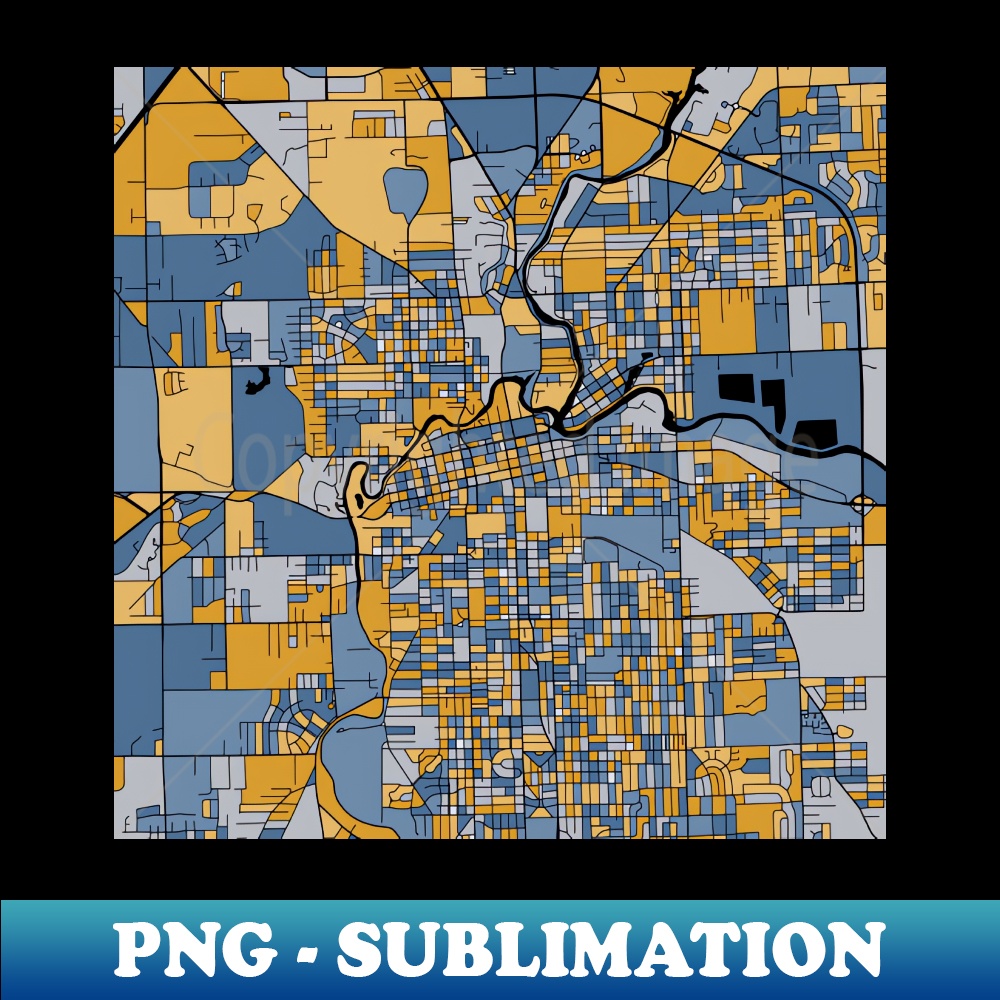 Fort Wayne Map Pattern in Blue Gold - Unique Sublimation PN | Inspire ...