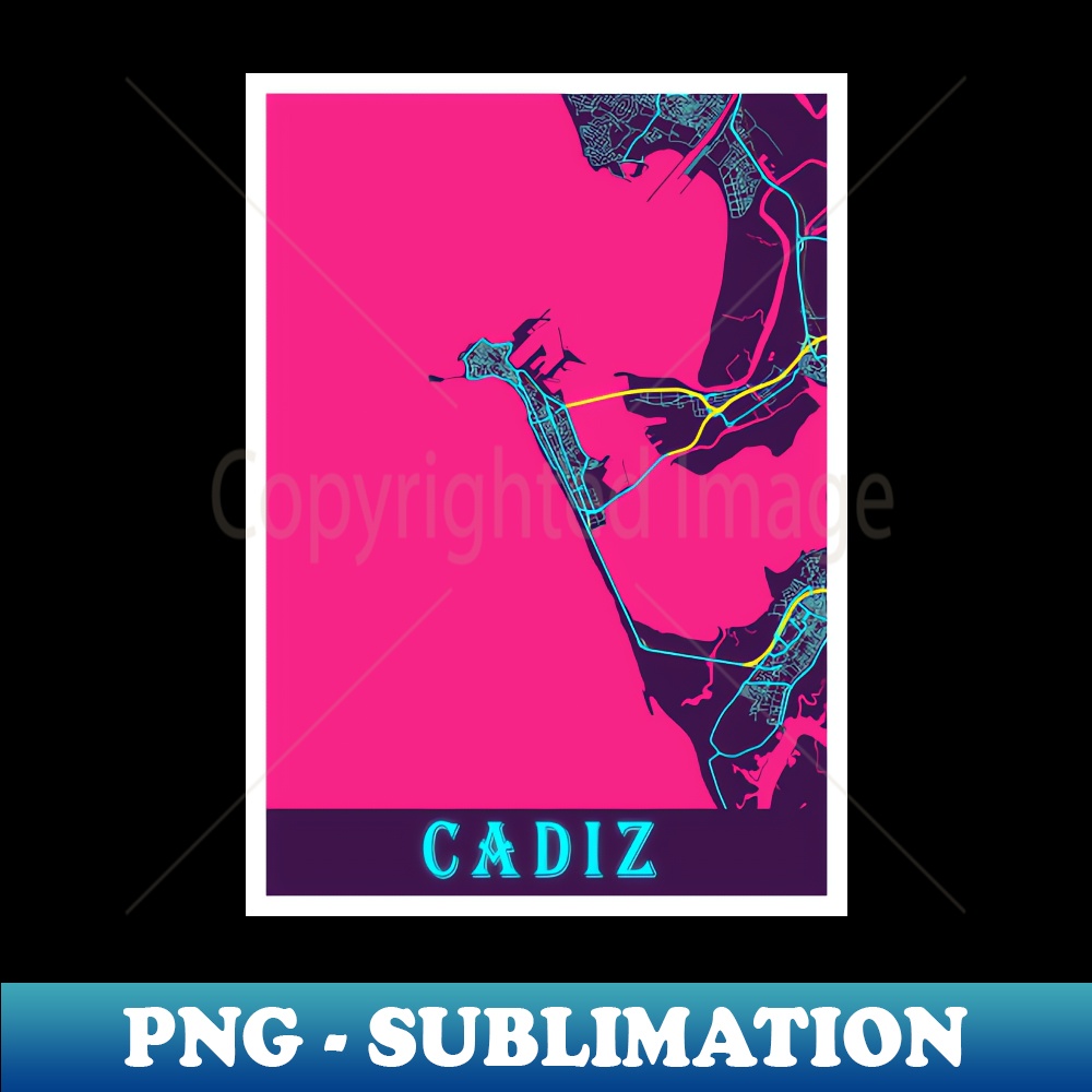 Cadiz Neon City Map Cadiz Minimalist City Map Art Print - Pr - Inspire ...