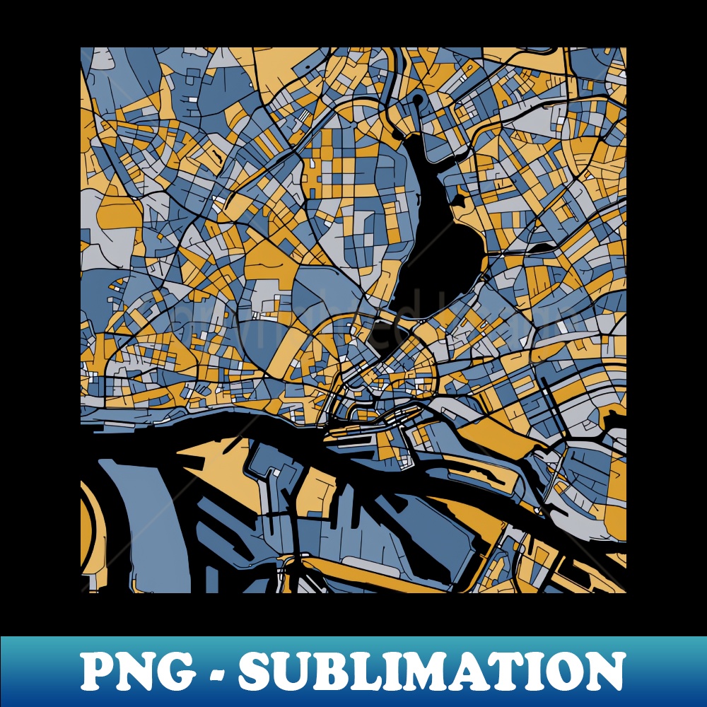 Hamburg Map Pattern in Blue Gold - Unique Sublimation PNG D | Inspire ...