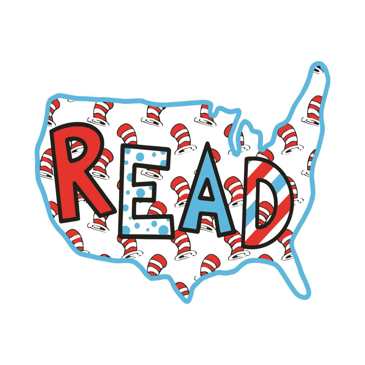 Read Across America Dr Seuss Svg, Dr Seuss Svg, America Map | Inspire ...