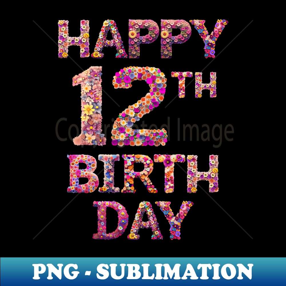 Happy Birthday 12th - PNG Transparent Digital Download File - Inspire ...