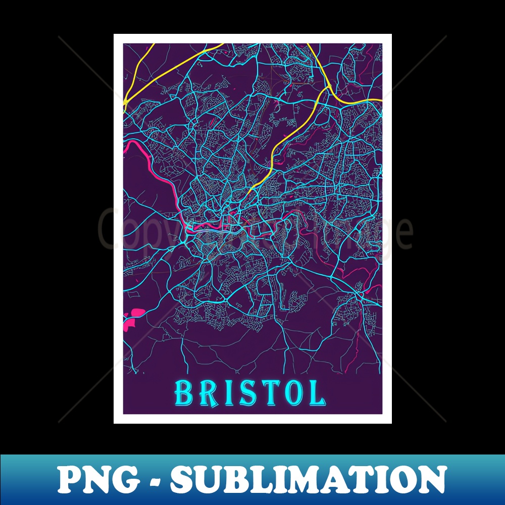 Bristol Neon City Map Bristol Minimalist City Map Art Print | Inspire ...
