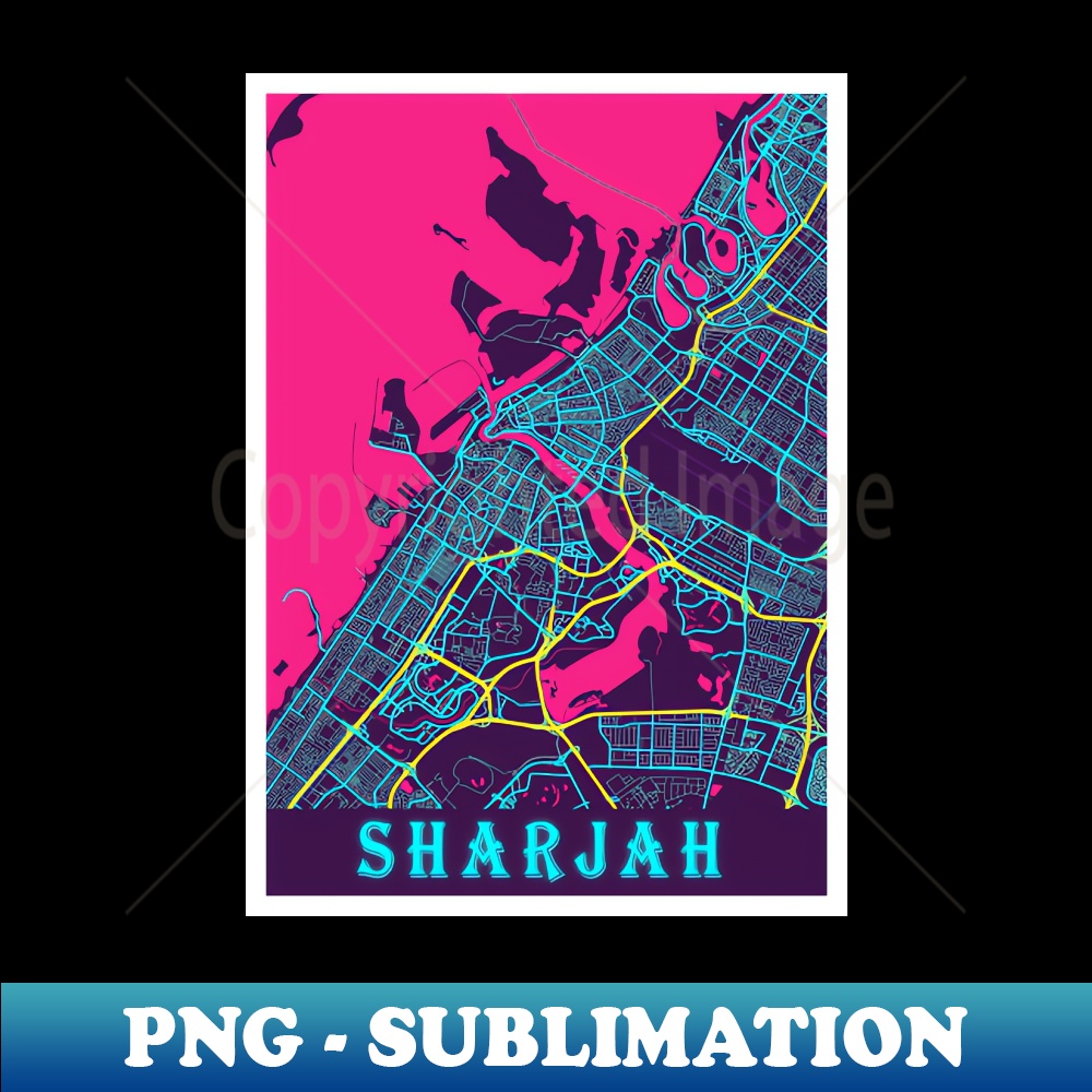 Sharjah Neon City Map Sharjah Minimalist City Map Art Print | Inspire ...