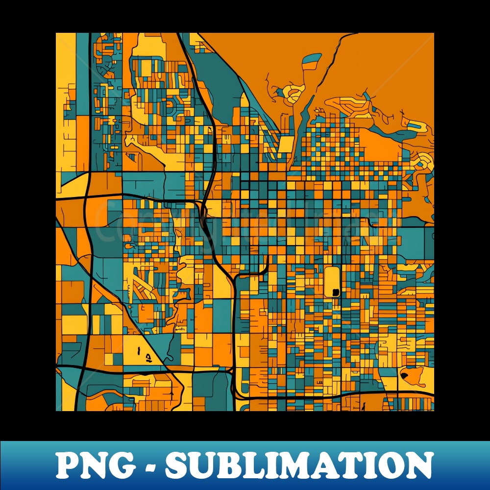 Salt Lake City Map Pattern in Orange Teal - Exclusive PNG S | Inspire ...