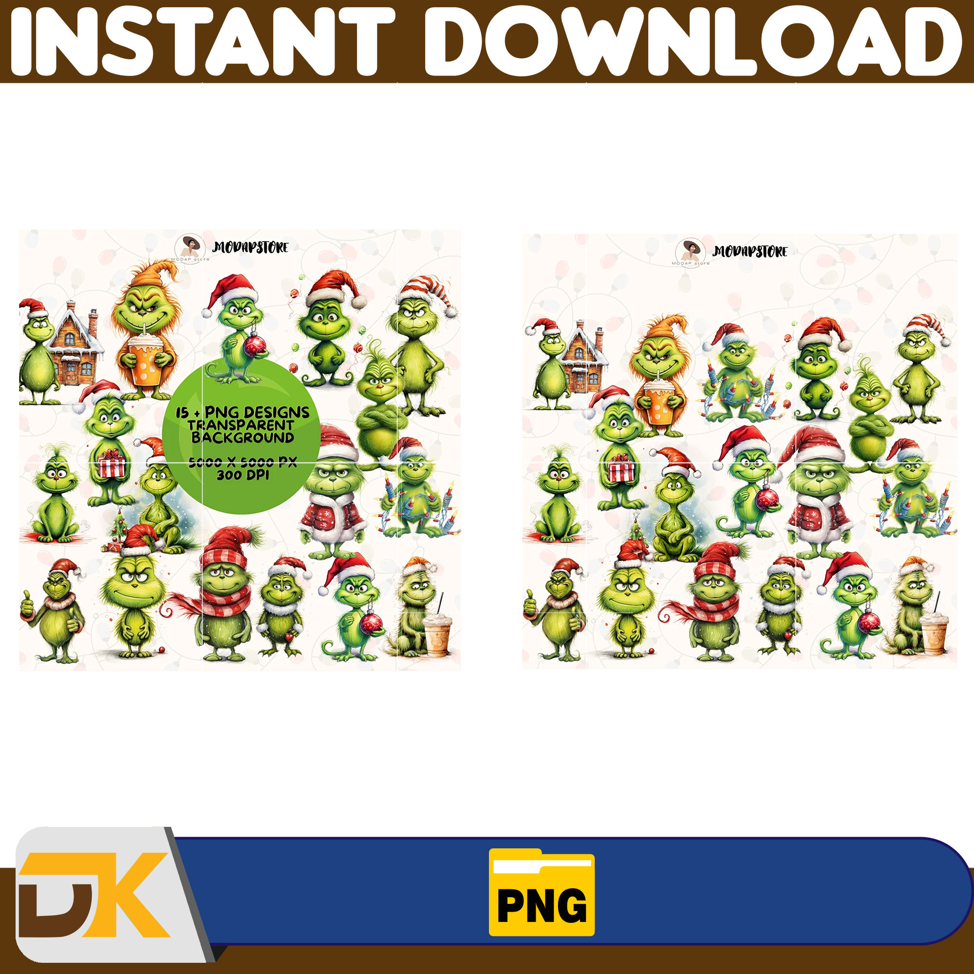 15 Grinch Clipart Bundle, Grinch Clip Art PNG, Sublimation D | Inspire ...
