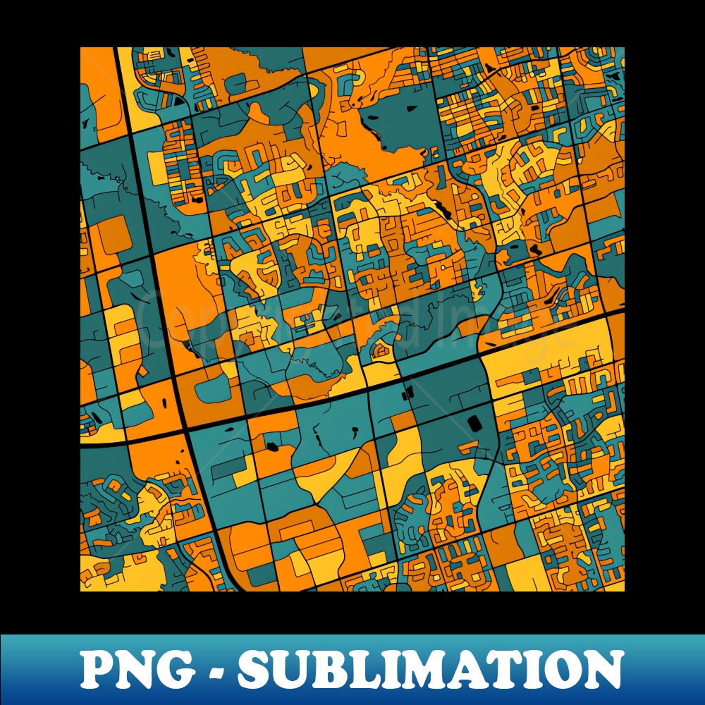 Markham Map Pattern in Orange Teal - Decorative Sublimation | Inspire ...