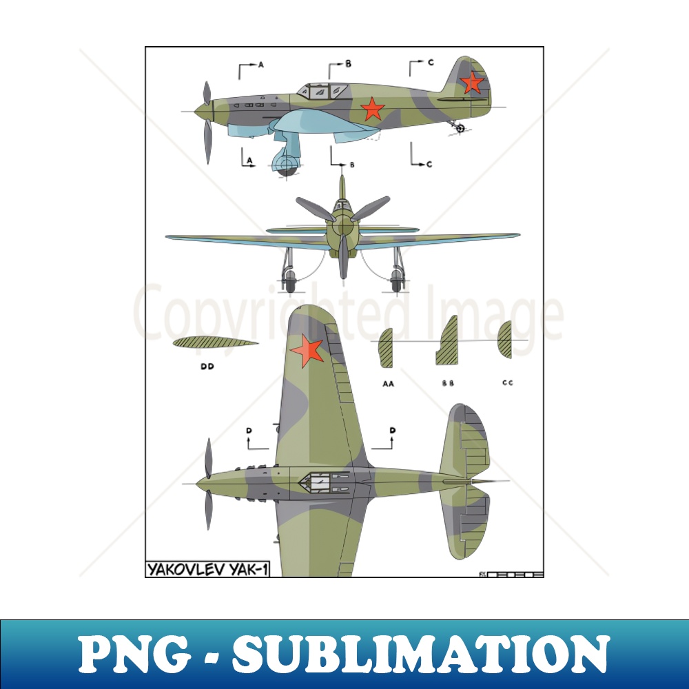 Yakovlev Yak-1 Russian WW2 Fighter Plane Diagrams Gift - PNG | Inspire ...