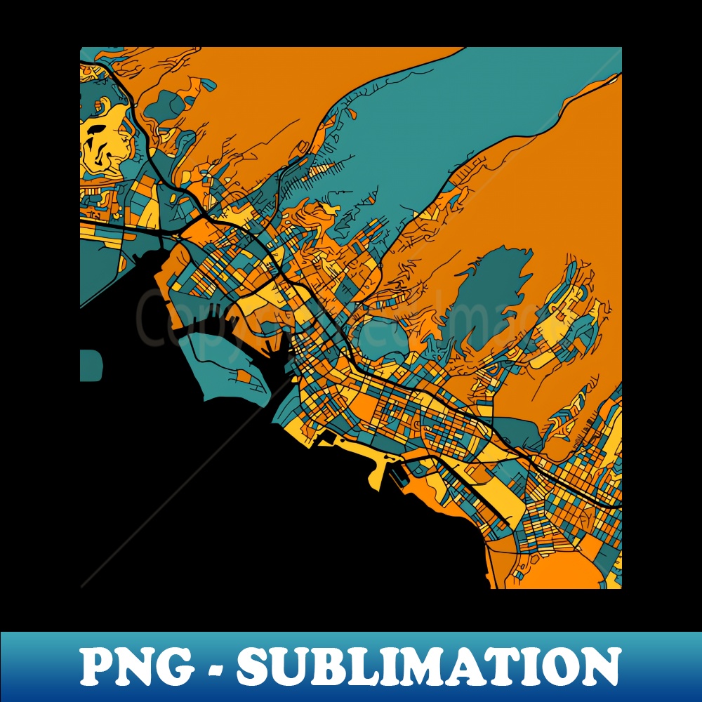 Honolulu Map Pattern in Orange Teal - PNG Transparent Subli | Inspire ...
