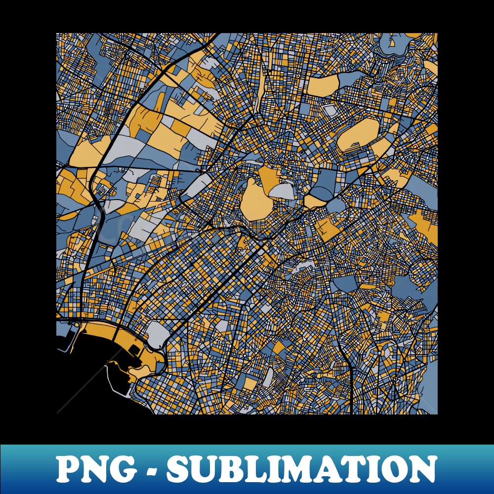 Athens Map Pattern in Blue Gold - Instant Sublimation Digit - Inspire ...