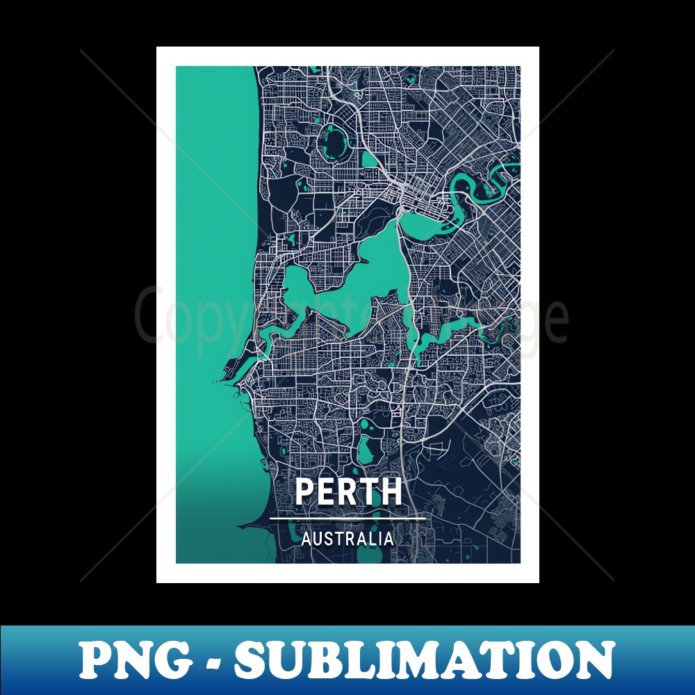 Perth Blue Dark Color City Map - Creative Sublimation PNG Do | Inspire ...