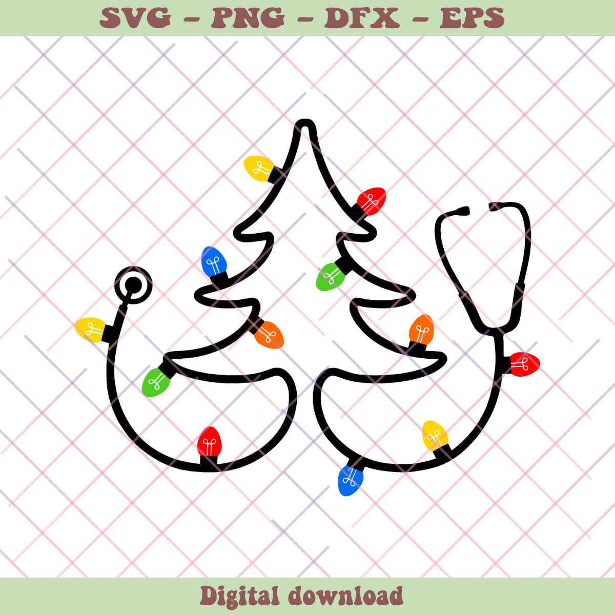 Stethoscope Christmas Tree With Lights SVG For Cricut Files | Inspire ...