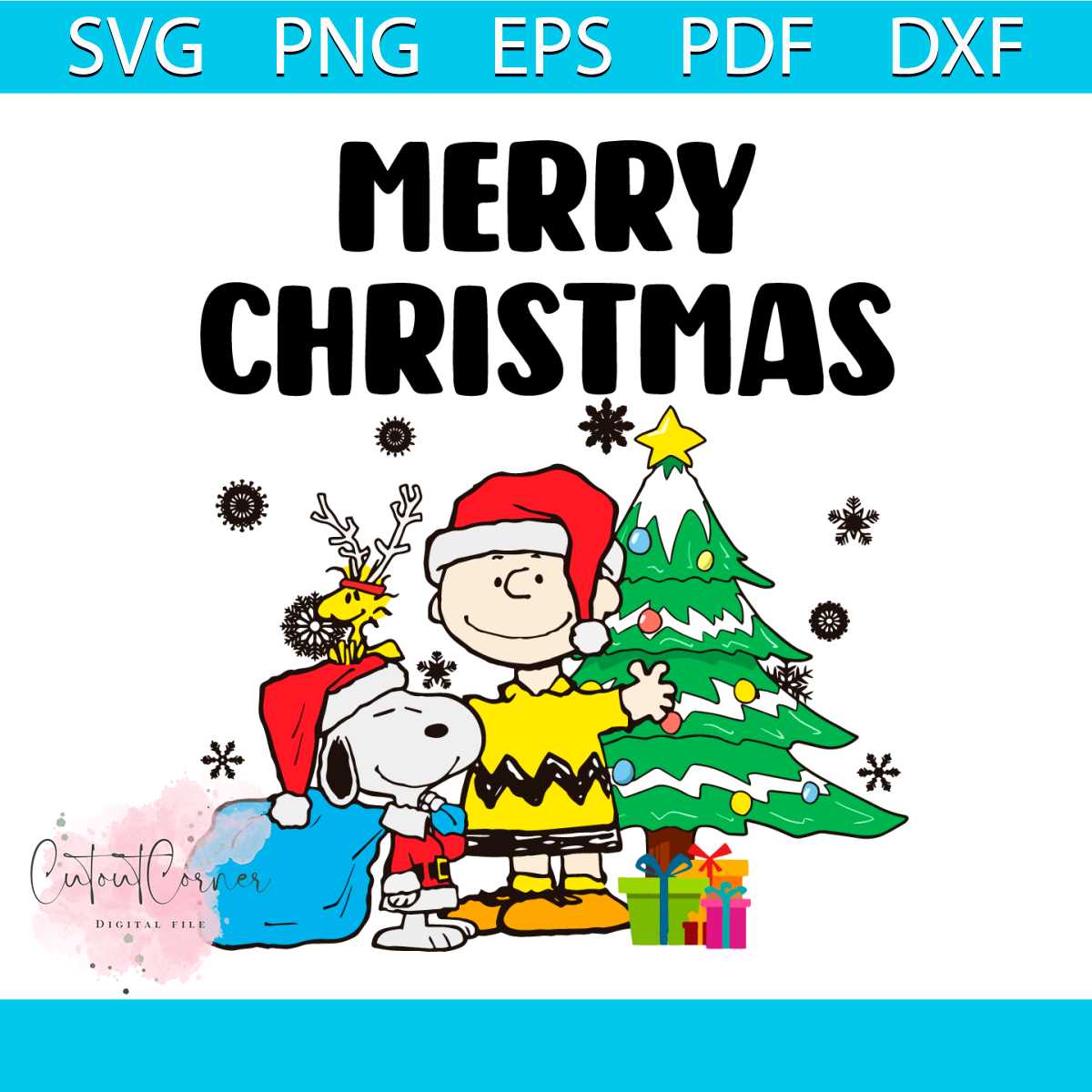 Charlie And Snoopy Merry Christmas SVG For Cricut Files | Inspire Uplift