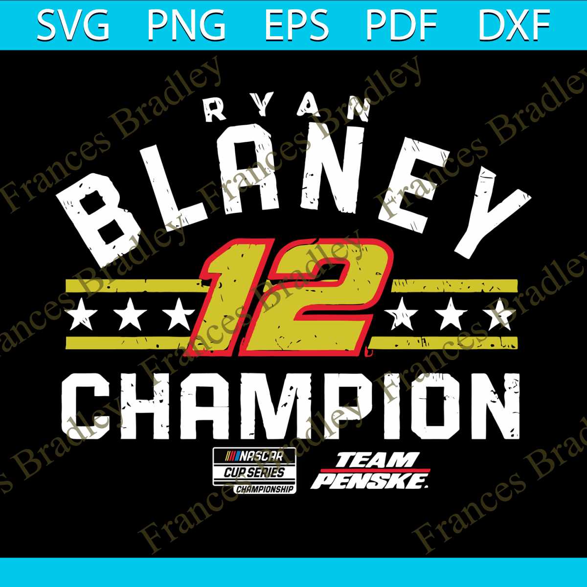Ryan Blaney Team Penske NASCAR Cup Series Champion SVG | Inspire Uplift