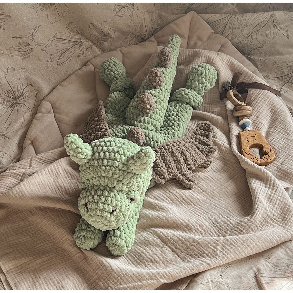 Crochet dragon plushie toy, amigurumi soft snuggler stuffed | Inspire ...