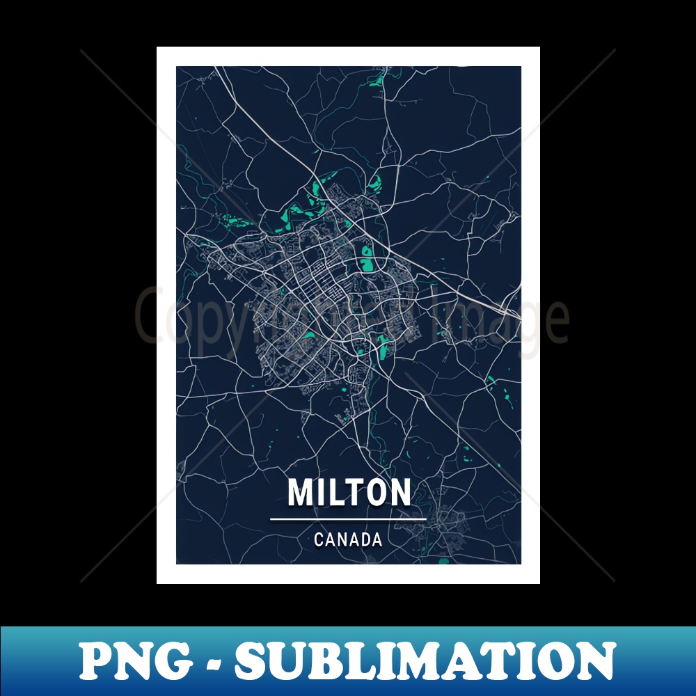 Milton Blue Dark Color City Map - Signature Sublimation PNG - Inspire ...