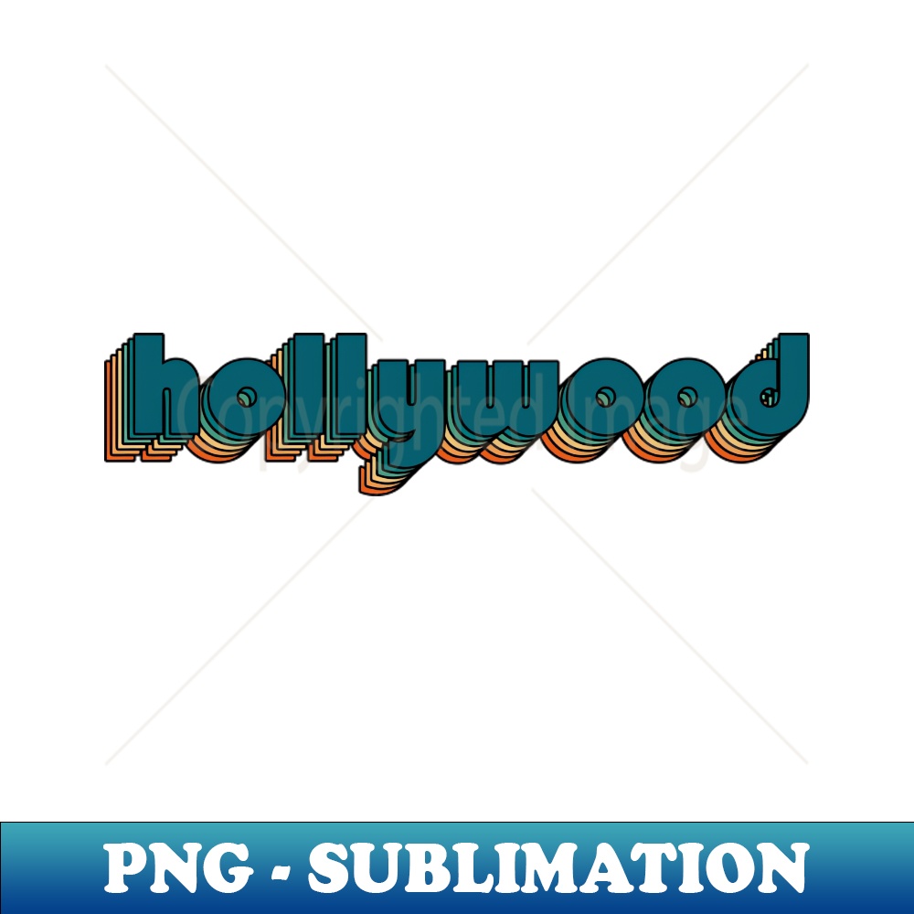 Hollywood Hollywood Retro Rainbow Typography Style 70s - D | Inspire Uplift