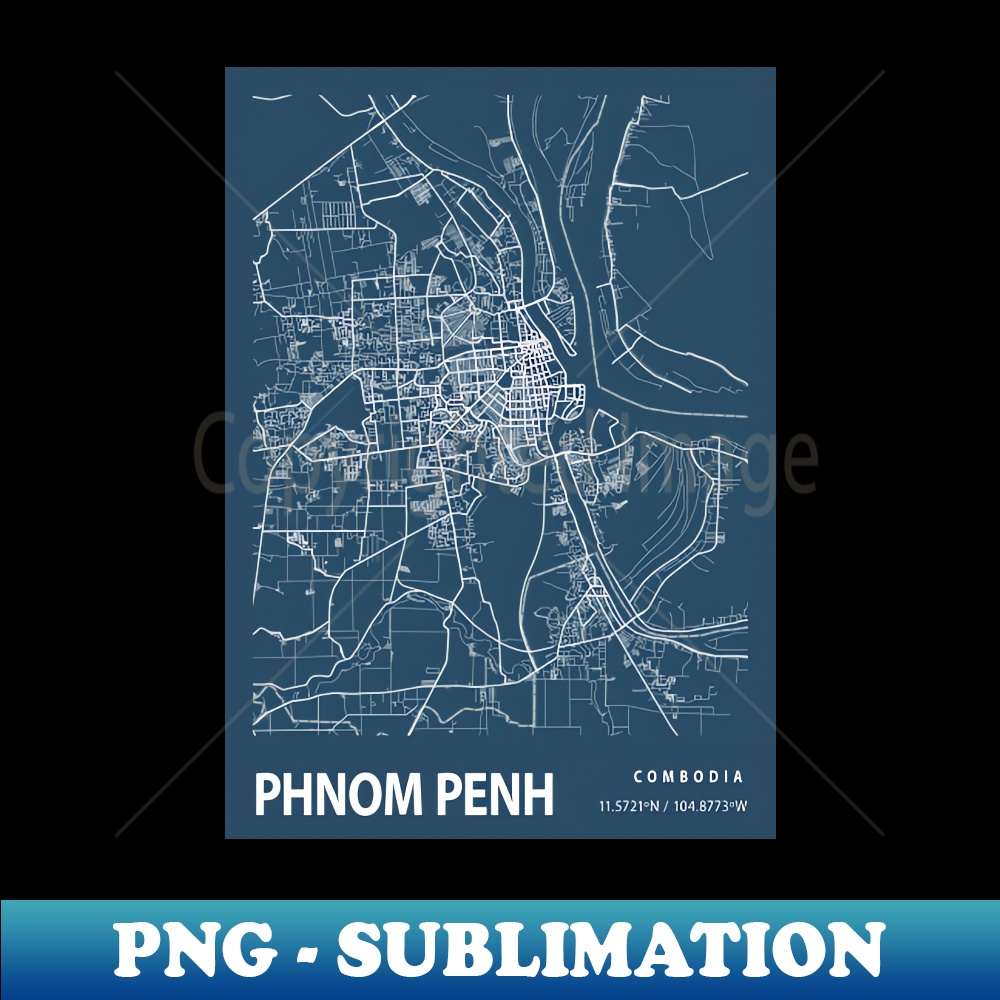 Phnom Penh Blueprint Street Map Phnom Penh Colour Map Prints - Inspire ...