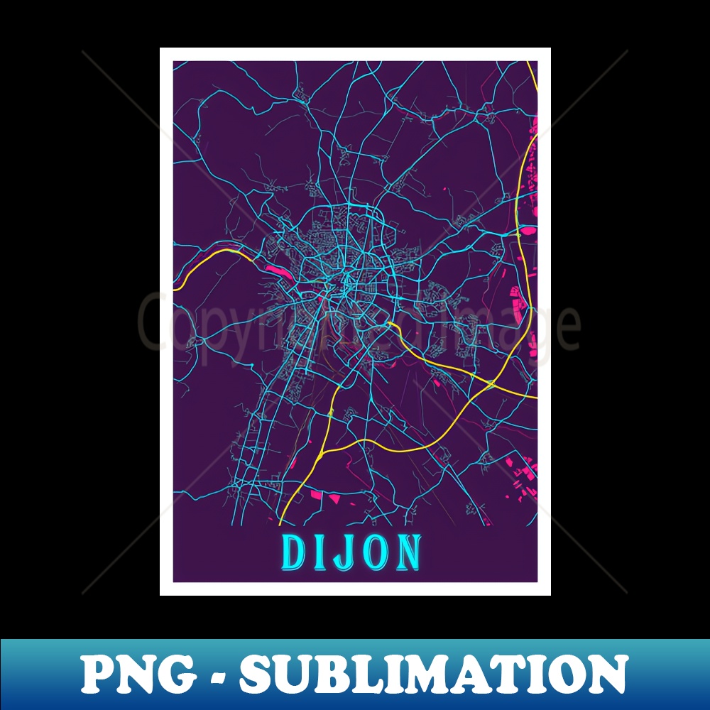 Dijon Neon City Map Dijon Minimalist City Map Art Print - PN - Inspire ...