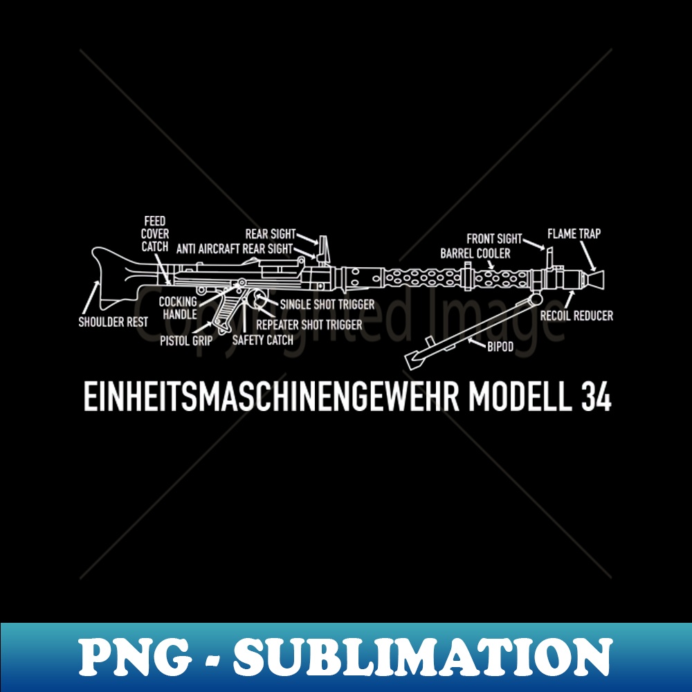 MG 34 German WW2 Machine Gun Bipod Blueprint Diagram Gift - | Inspire ...