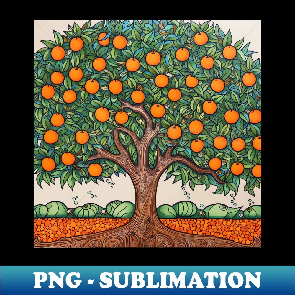 Orange tree drawing - Retro PNG Sublimation Digital Download | Inspire ...