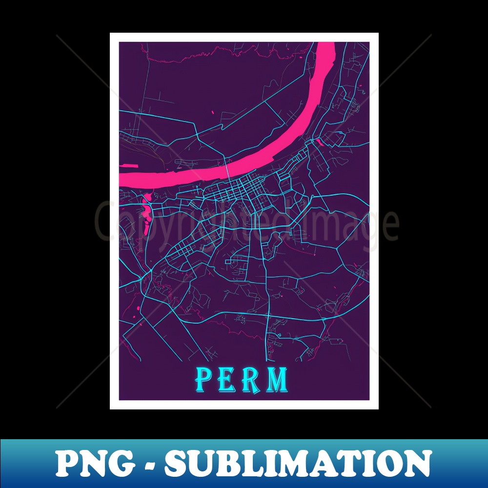 Perm Neon City Map Perm Minimalist City Map Art Print - Sign - Inspire ...