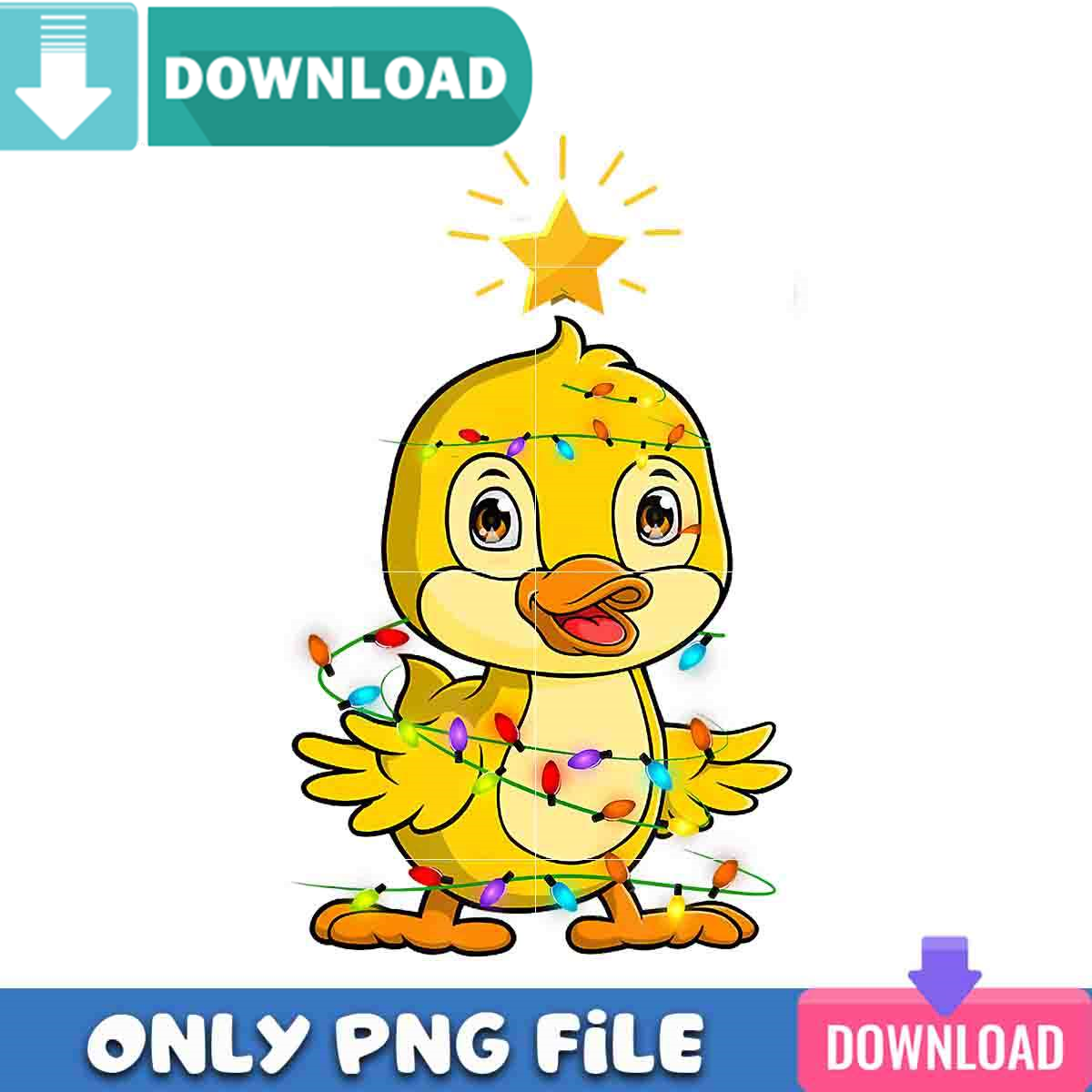 Christmas Duck Tree Lights PNG Cute Yellow Duck PNG Instant | Inspire ...