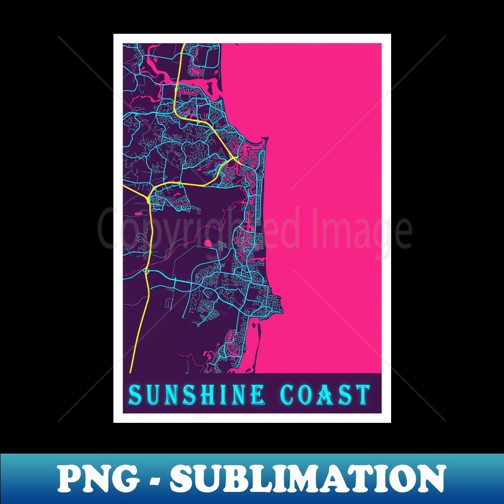 Sunshine Coast Neon City Map - PNG Transparent Sublimation F - Inspire ...