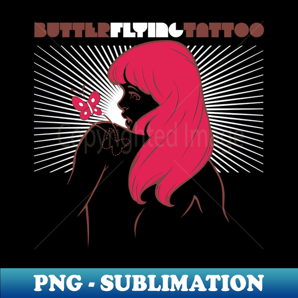 Butter Flying Tattoo - Instant PNG Sublimation Download - Sp | Inspire Uplift