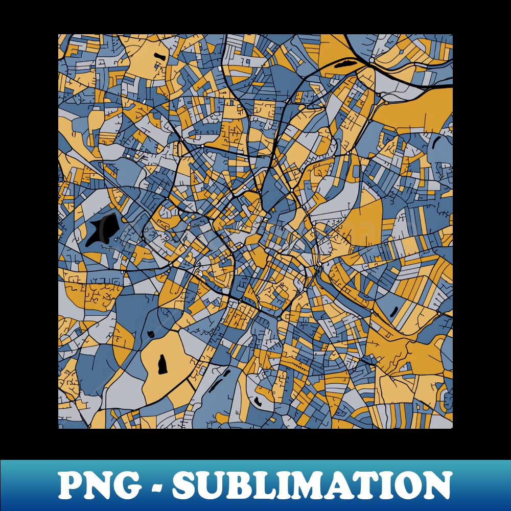 Birmingham Map Pattern in Blue Gold - Decorative Sublimatio - Inspire ...