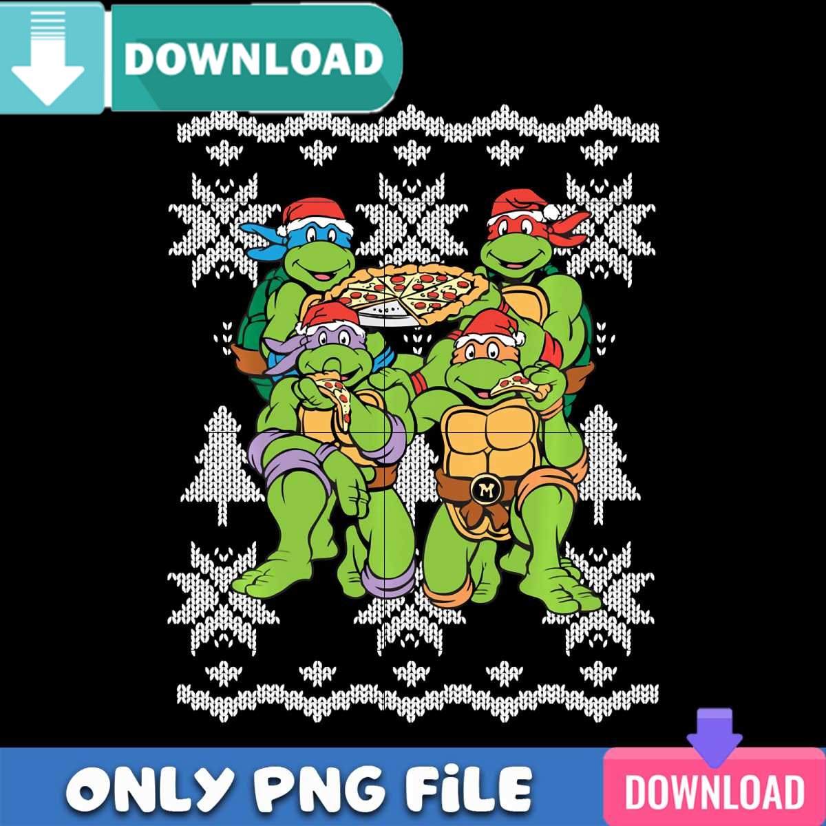 TMNT X-Mas PNG Perfect Files Sublimation Design Download | Inspire Uplift