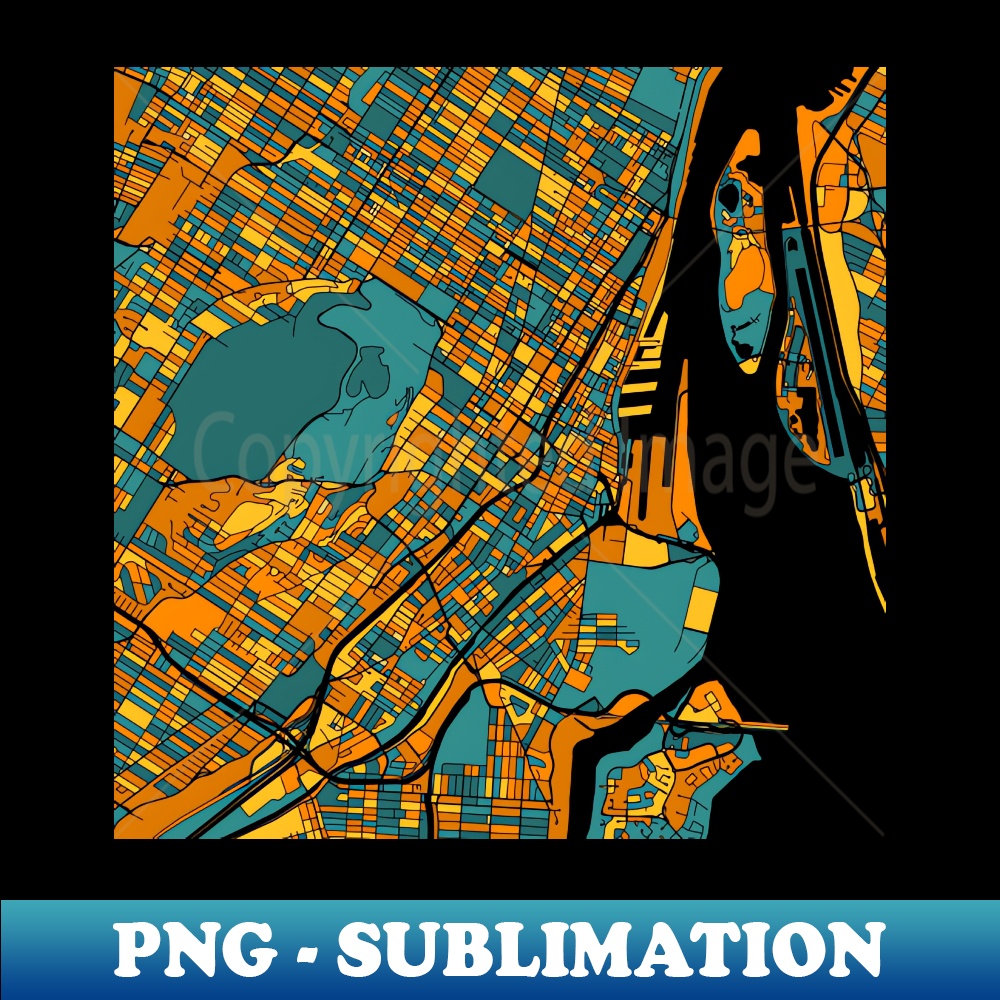 Montreal Map Pattern in Orange Teal - Aesthetic Sublimation - Inspire ...