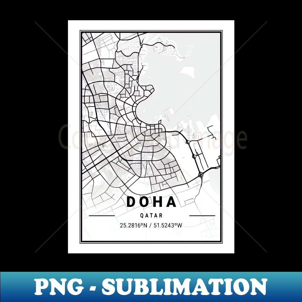 Doha Light City Map - Signature Sublimation PNG File - Add a | Inspire ...