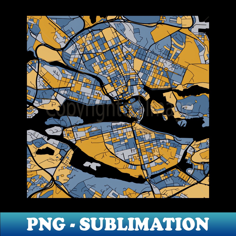 Stockholm Map Pattern in Blue Gold - High-Quality PNG Subli - Inspire ...