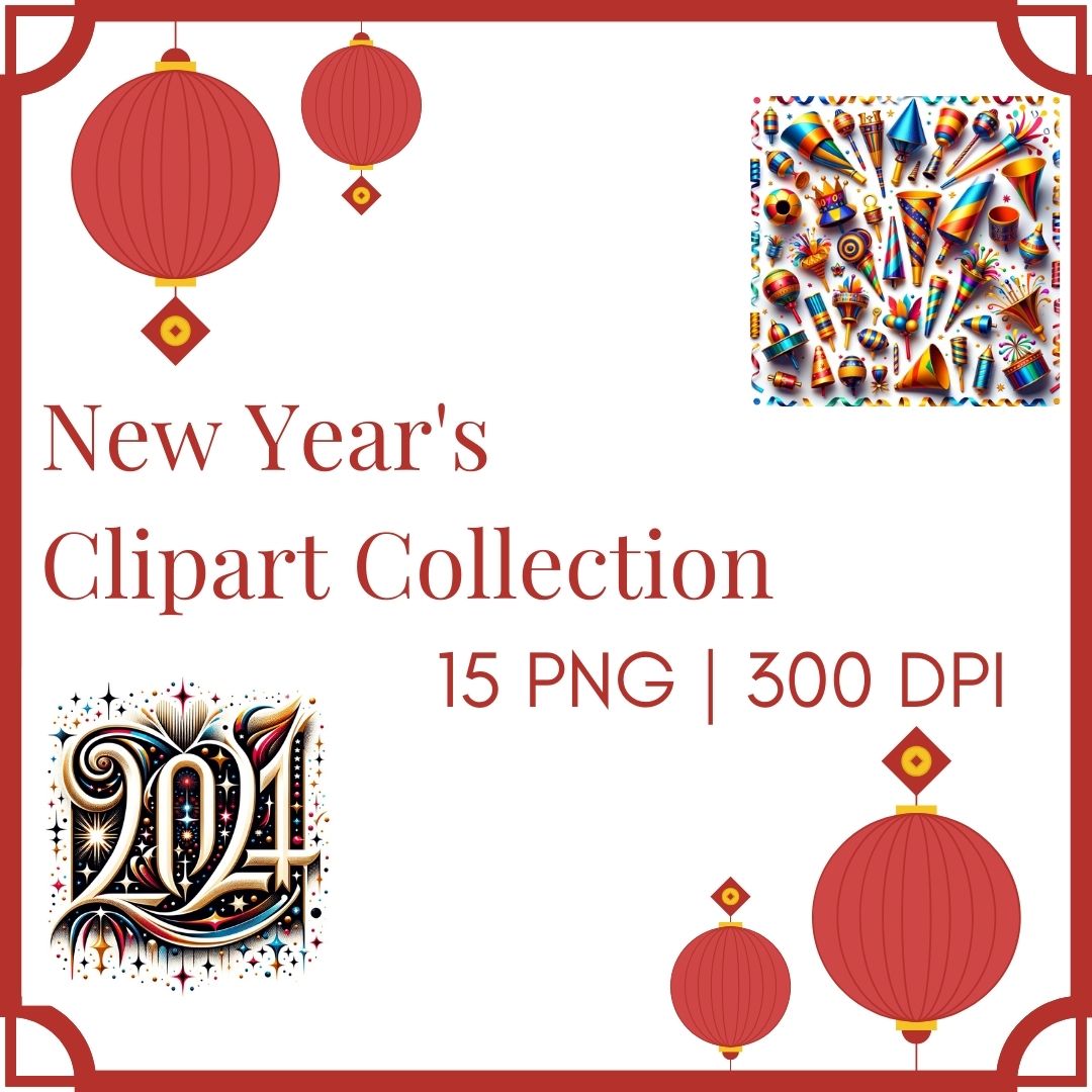 New Year's Festive Clipart Collection - 15 PNG Images for Co - Inspire ...
