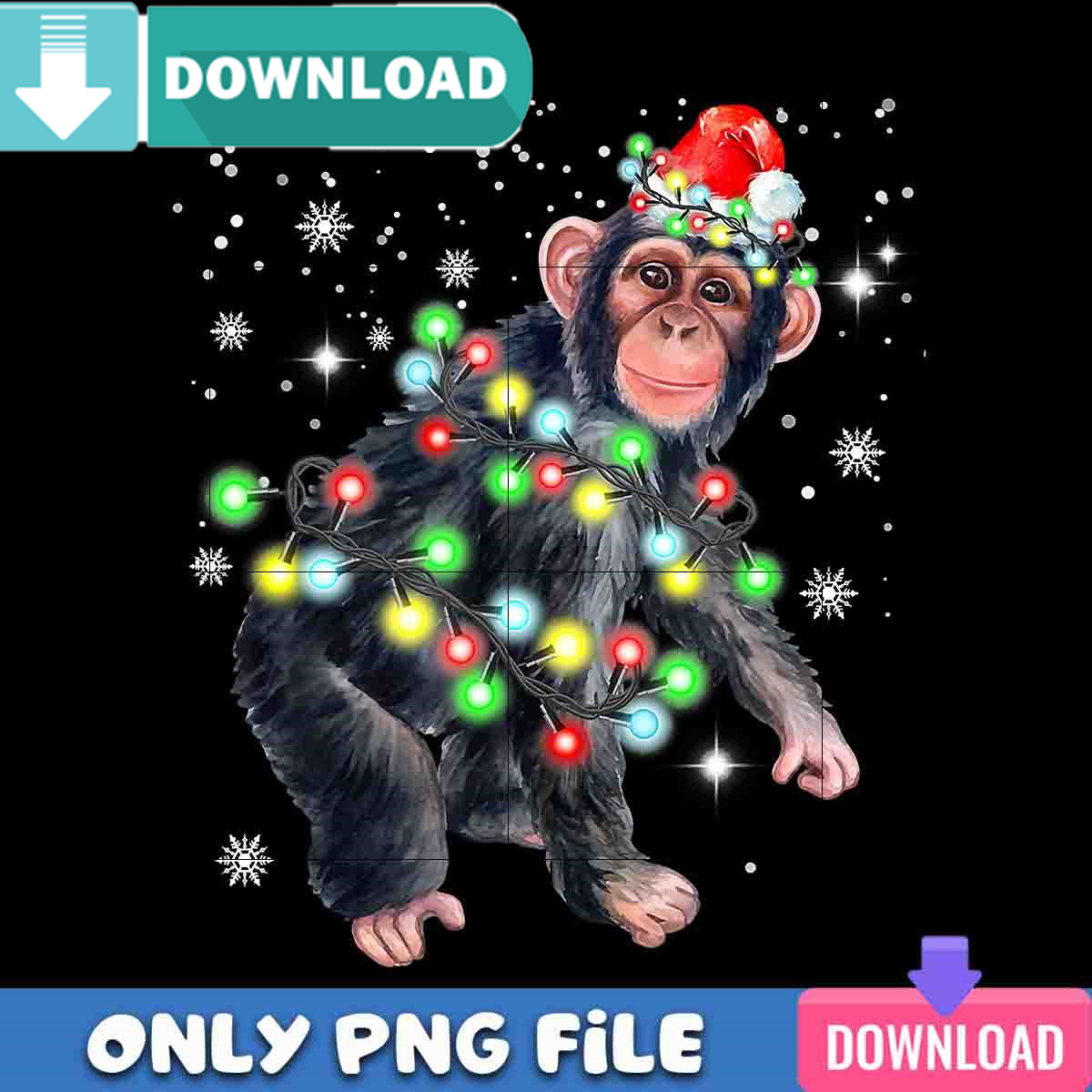 Chimpanzee Monkey Christmas PNG Perfect Sublimation Design D | Inspire ...